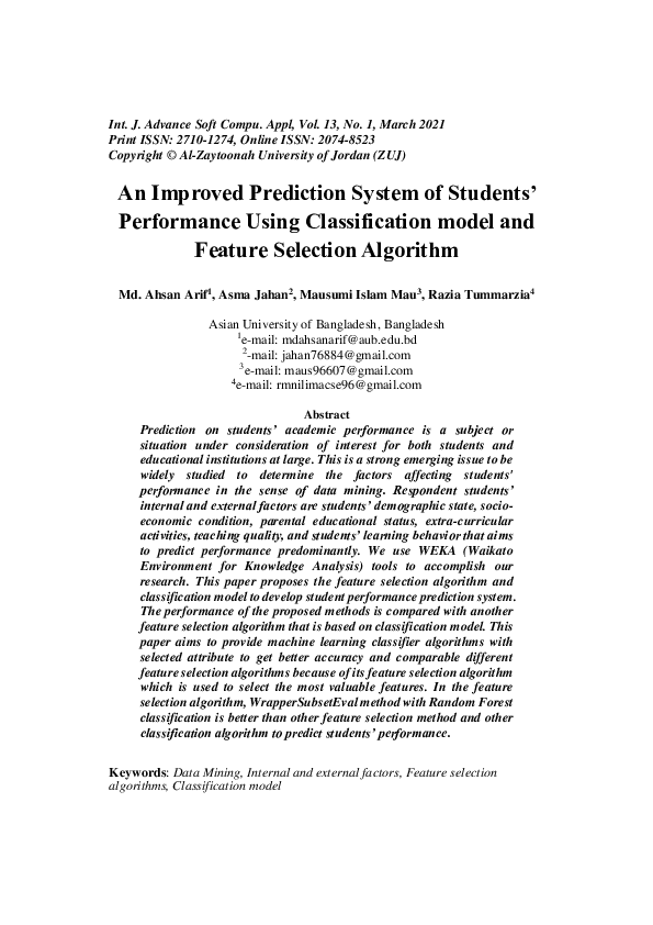 (PDF) An Improved Prediction System of Students’ Performance Using ...
