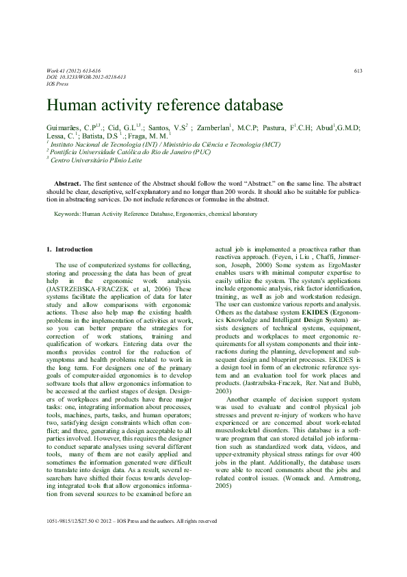(PDF) Human activity reference database