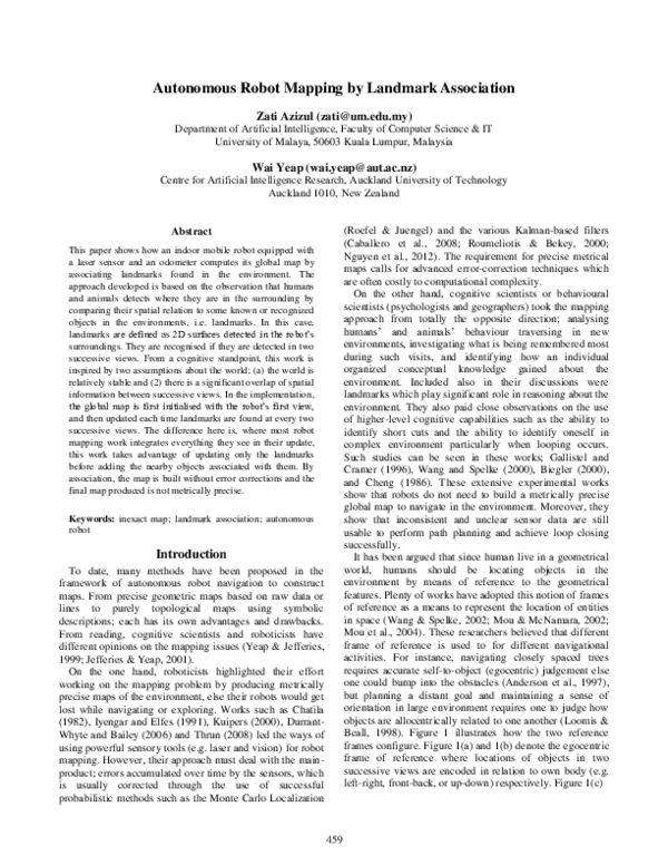 (PDF) Autonomous Robot Mapping by Landmark Association