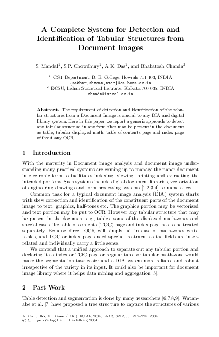 (PDF) A Complete System for Detection and Identification of Tabular Structures from Document Images