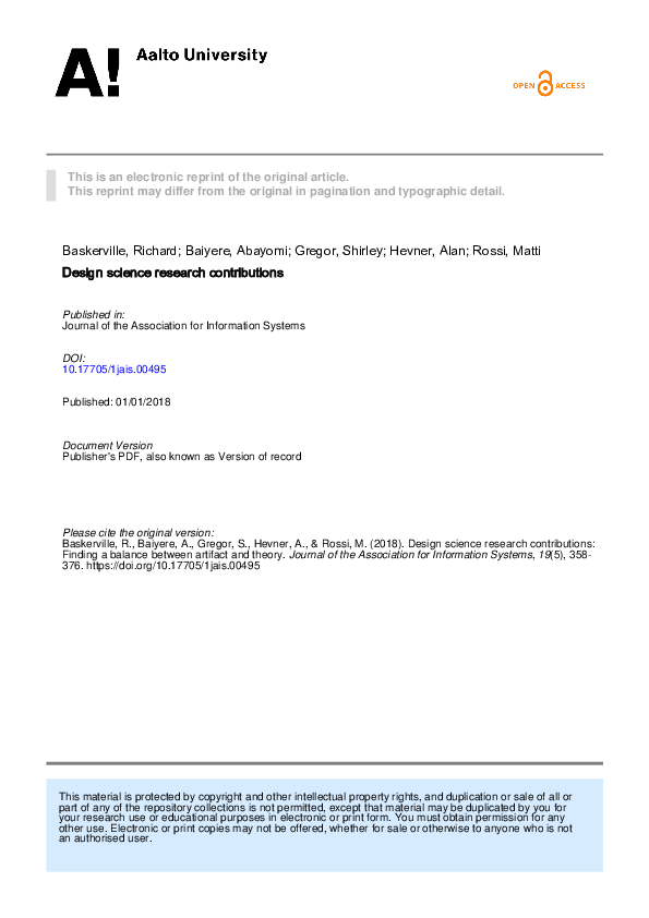(PDF) Design Science Research Contributions: Finding a Balance between ...