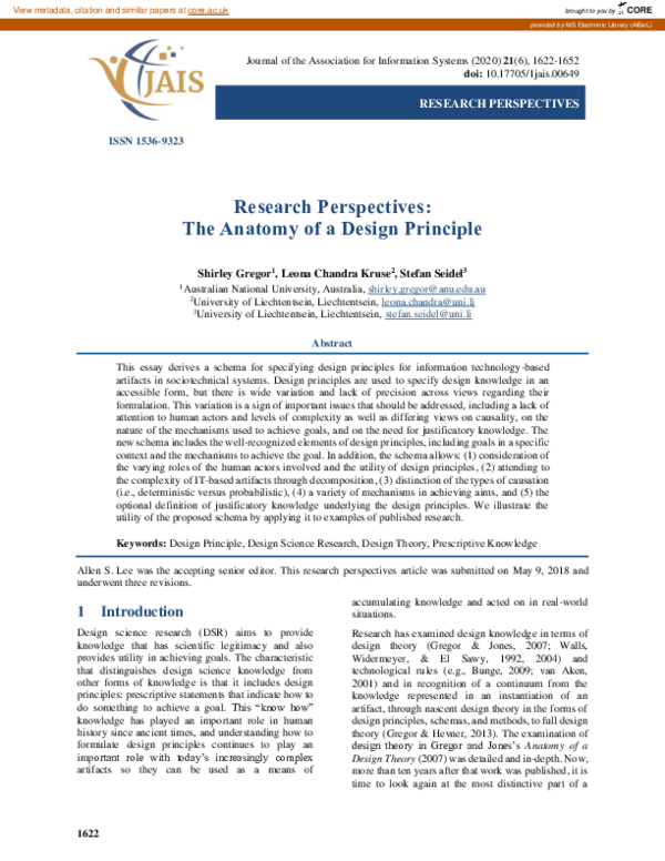 (PDF) Research Perspectives: The Anatomy of a Design Principle