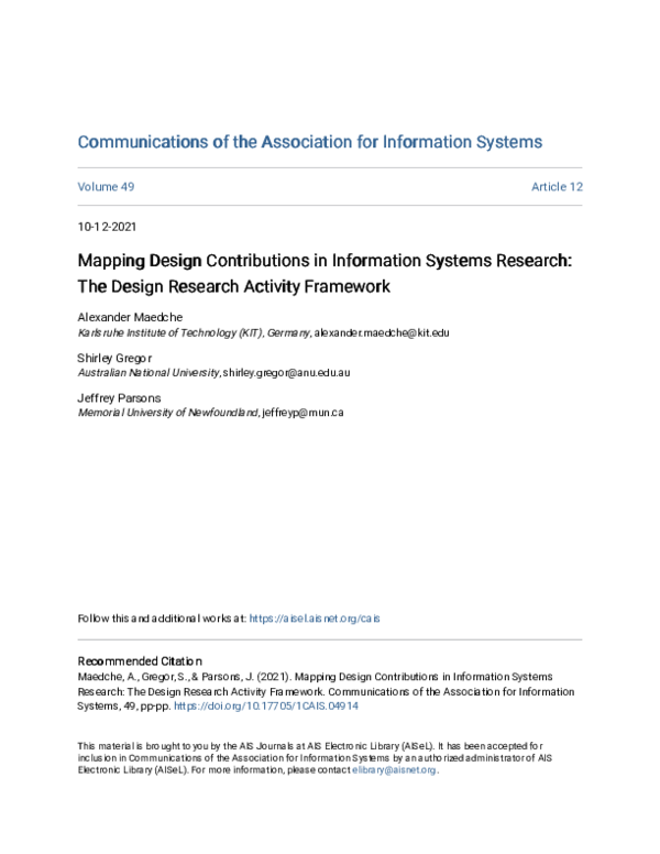 (PDF) Mapping Design Contributions in Information Systems Research: The ...