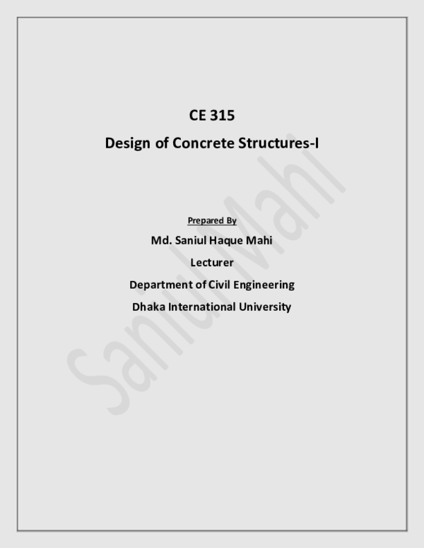 (PDF) Design of Concrete Structures-I Prepared By