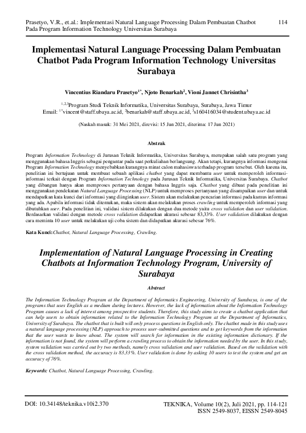(PDF) Implementasi Natural Language Processing Dalam Pembuatan Chatbot Pada Program Information ...