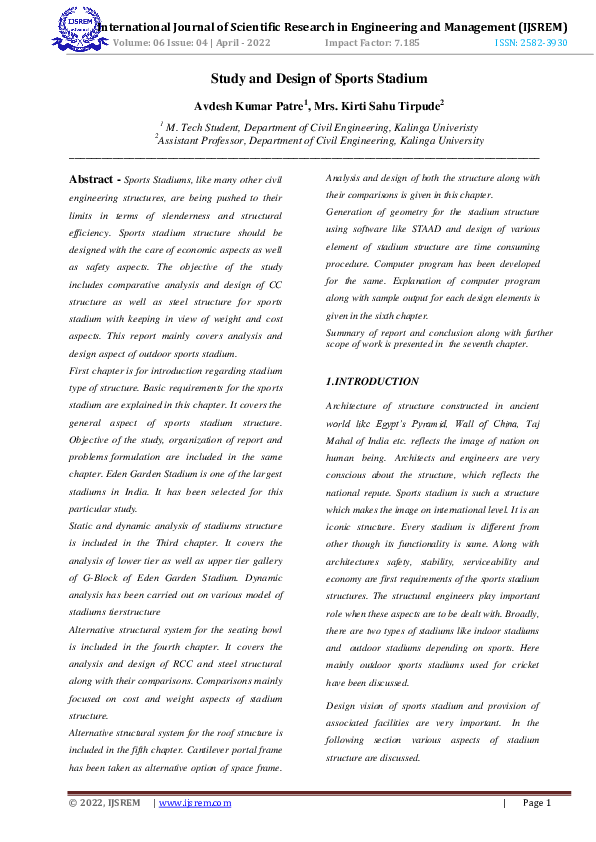 (PDF) Study and Design of Sports Stadium