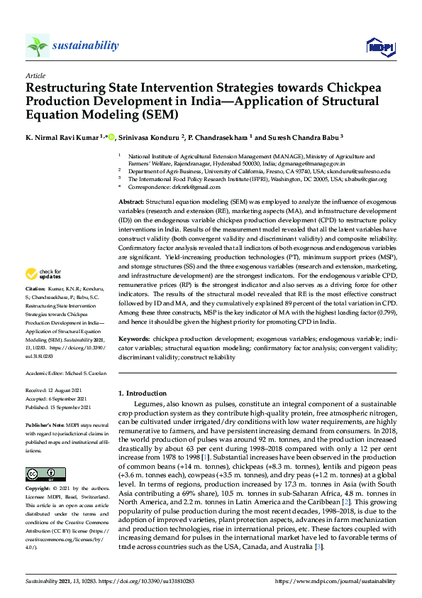 (PDF) Restructuring State Intervention Strategies towards Chickpea Production Development in ...
