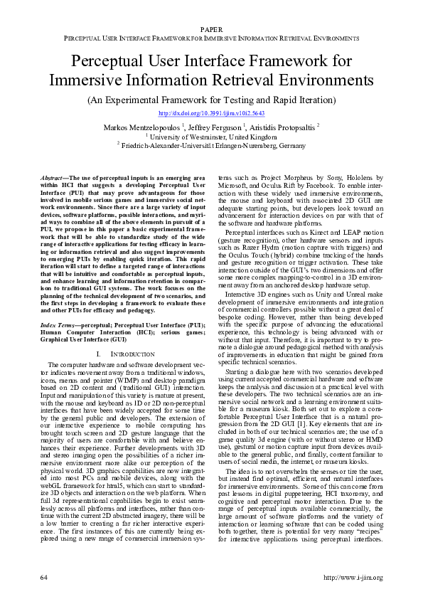 (PDF) Perceptual User Interface Framework for Immersive Information ...