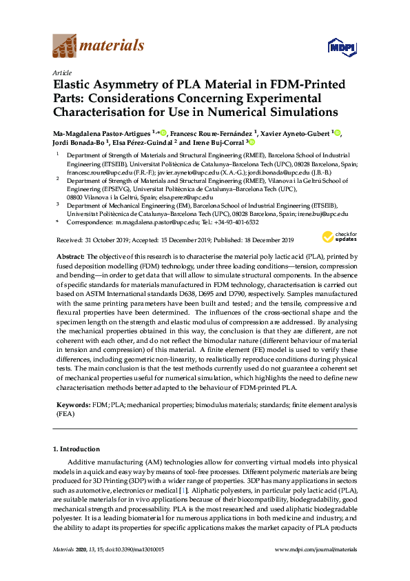 (PDF) Elastic Asymmetry of PLA Material in FDM-Printed Parts ...