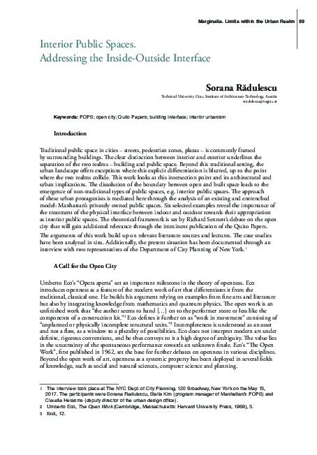(PDF) Interior Public Spaces. Addressing the Inside-Outside Interface