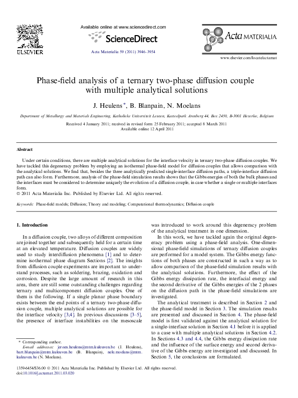 (PDF) Phase-field analysis of a ternary two-phase diffusion couple with multiple analytical ...
