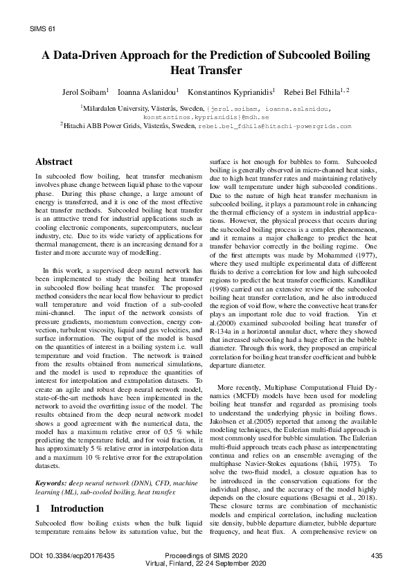 (PDF) A Data-Driven Approach for the Prediction of Subcooled Boiling Heat Transfer | Rebei Bel ...