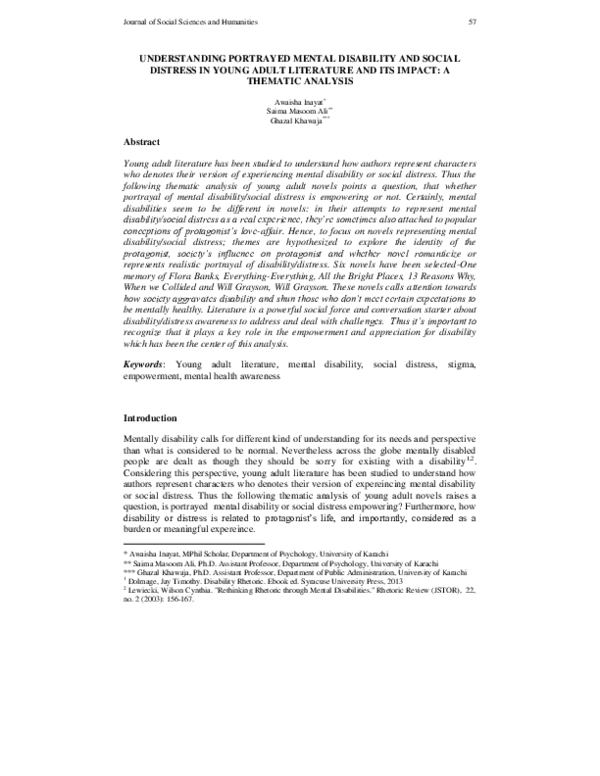 (PDF) Understanding Portrayed Mental Disability and Social Distress in ...