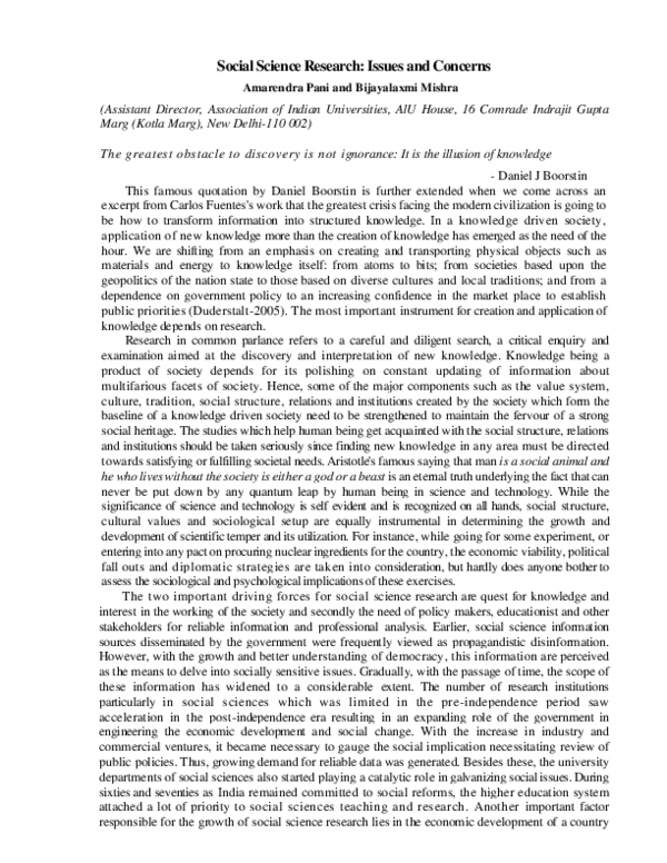 (PDF) Social Science Research: Issues and Concerns