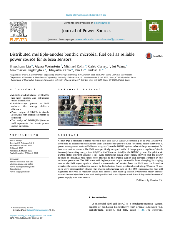 (PDF) Distributed multiple-anodes benthic microbial fuel cell as ...