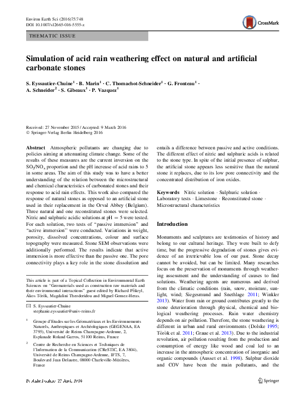(PDF) Simulation of acid rain weathering effect on natural and ...