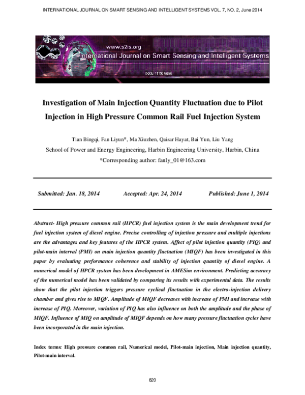(PDF) Investigation of Main Injection Quantity Fluctuation due to Pilot ...