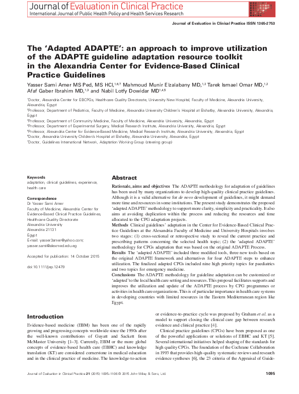 (PDF) The ‘Adapted ADAPTE’: an approach to improve utilization of the ...