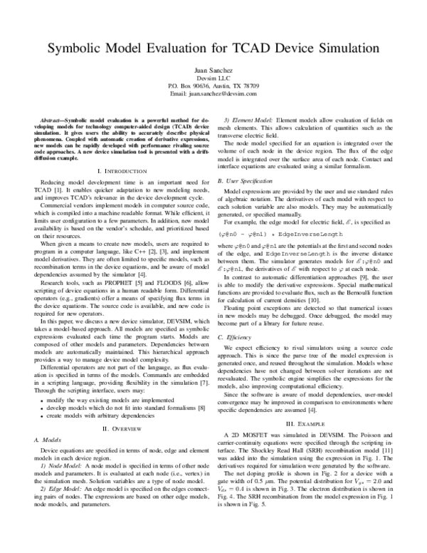 (PDF) Symbolic Model Evaluation for TCAD Device Simulation