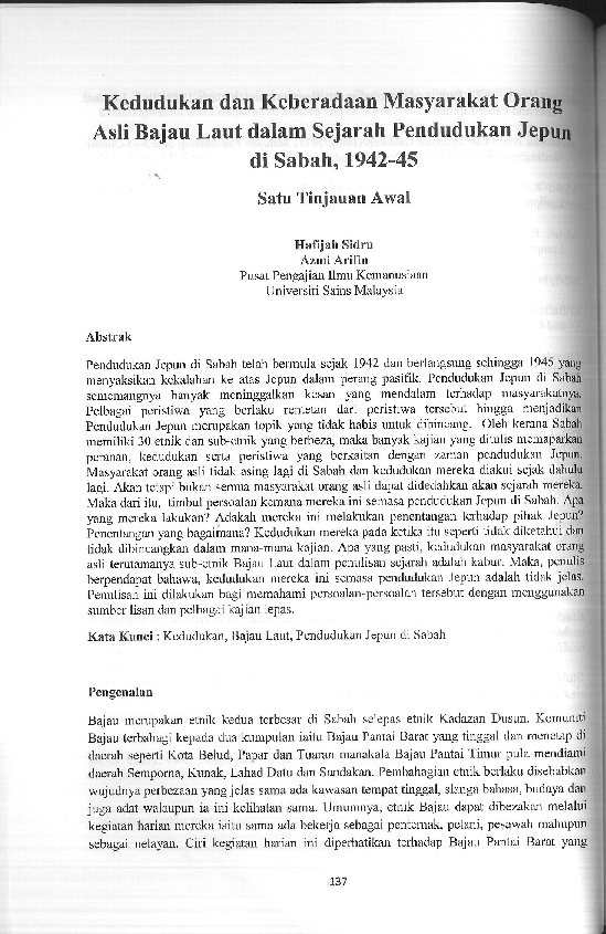 (PDF) Kedudukan Dan Keberadaan Masyarakat Orang Asli Bajau Laut Dalam ...