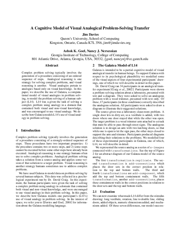 (PDF) A cognitive model of visual analogical problem-solving transfer