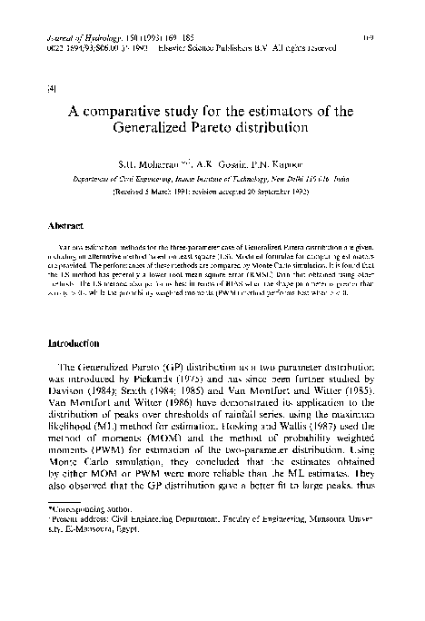 (PDF) A comparative study for the estimators of the Generalized Pareto ...