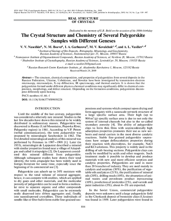 (PDF) The crystal structure and chemistry of several palygorskite ...