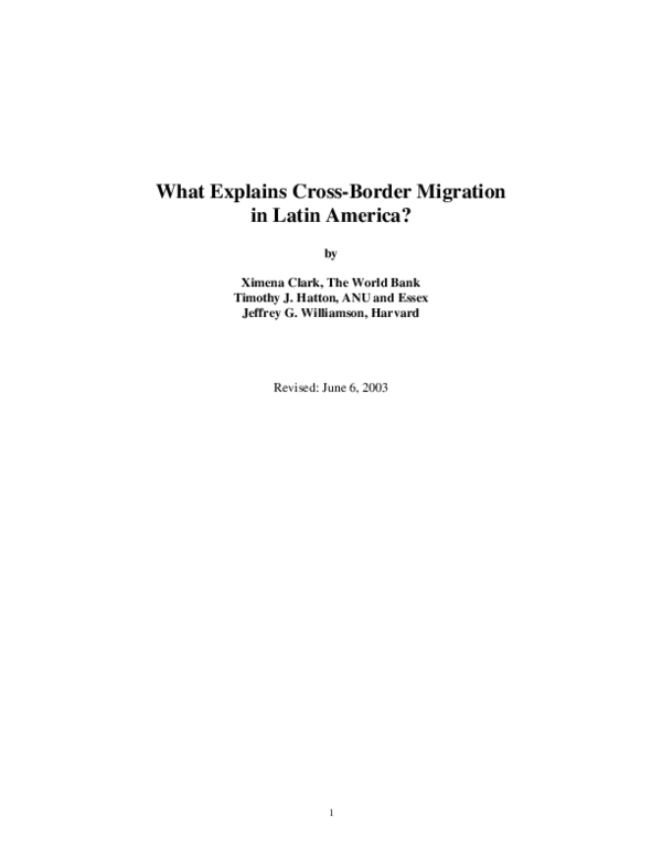 (PDF) What Explains Cross-Border Migration in Latin America?