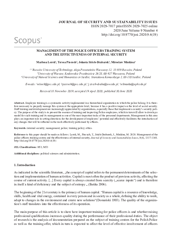 (PDF) Management of the Police Officers Training System and the ...