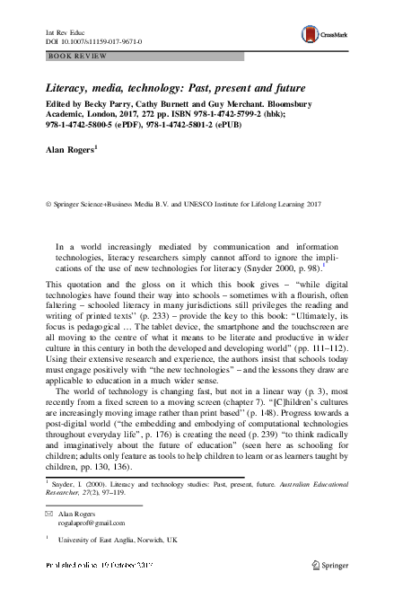 (PDF) Literacy, Media, Technology : Past, Present and Future