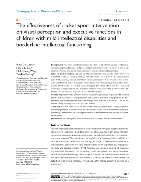 (PDF) The effectiveness of racket-sport intervention on visual ...