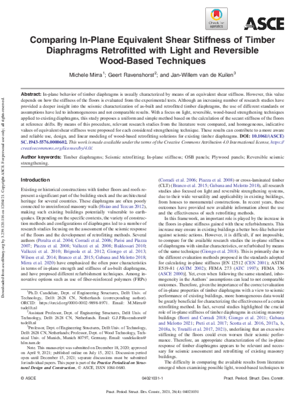 (PDF) Comparing In-Plane Equivalent Shear Stiffness of Timber ...
