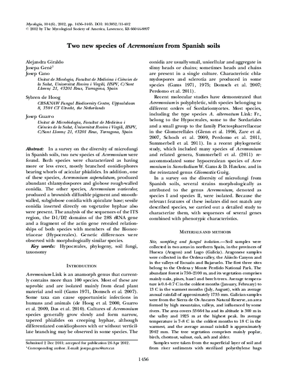 (PDF) Two new species ofAcremoniumfrom Spanish soils