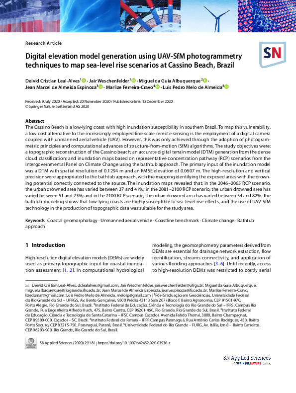 Pdf Digital Elevation Model Generation Using Uav Sfm Photogrammetry Techniques To Map Sea