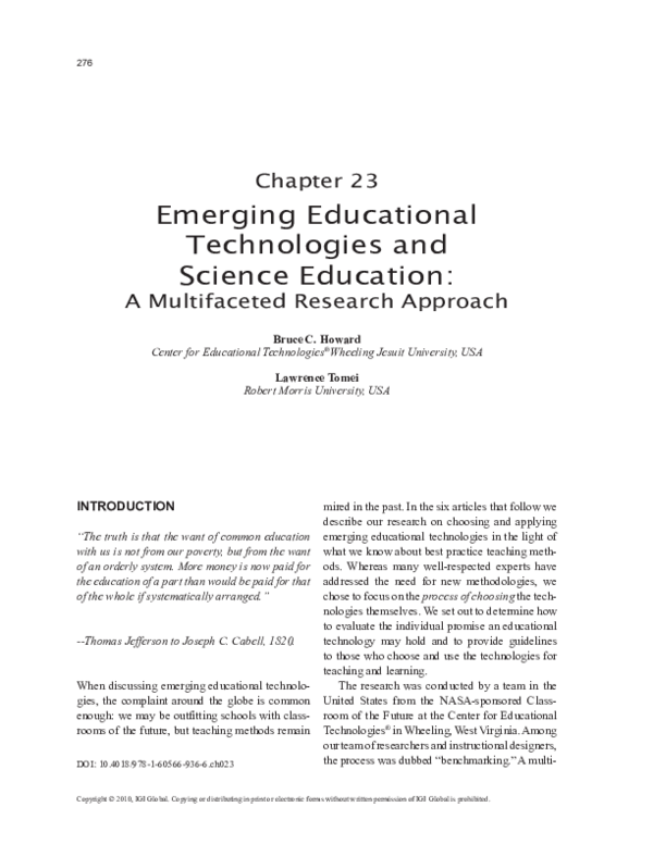(PDF) Emerging Educational Technologies and Science Education