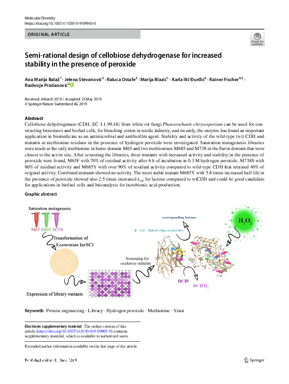 (PDF) Semi-rational design of cellobiose dehydrogenase for increased ...