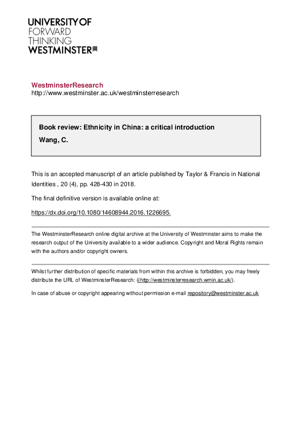 (PDF) Ethnicity in China: a critical introduction
