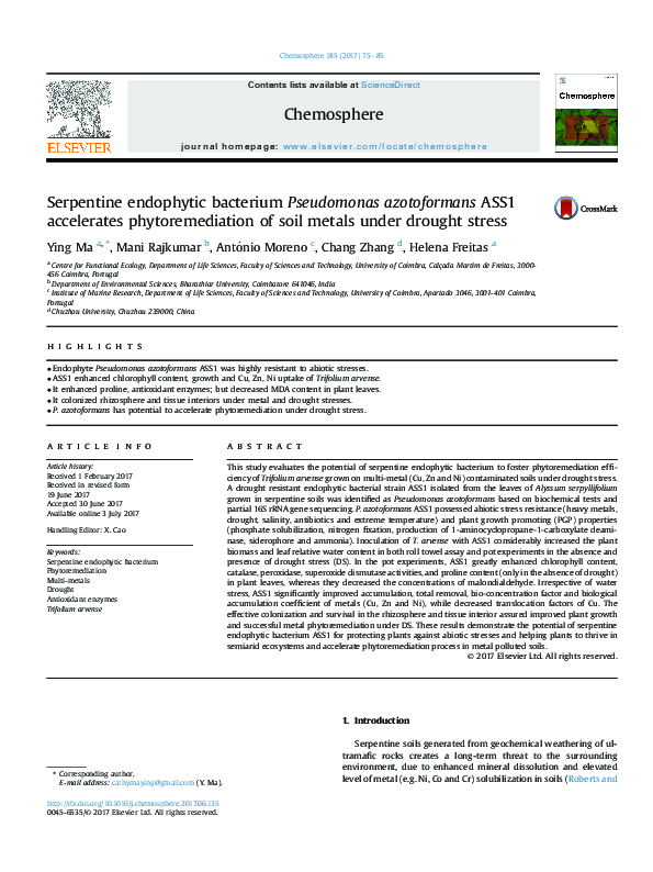(PDF) Serpentine endophytic bacterium Pseudomonas azotoformans ASS1 ...