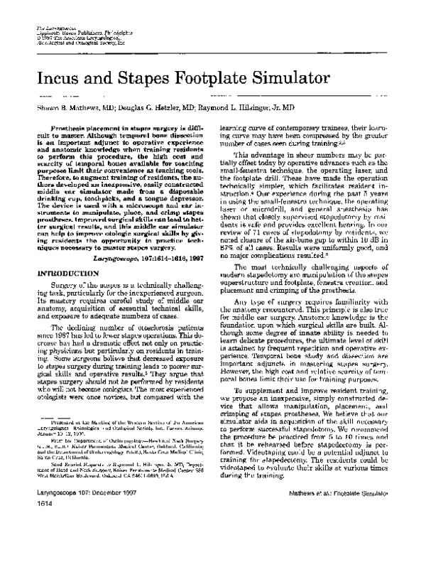 (PDF) Incus and Stapes Footplate Simulator
