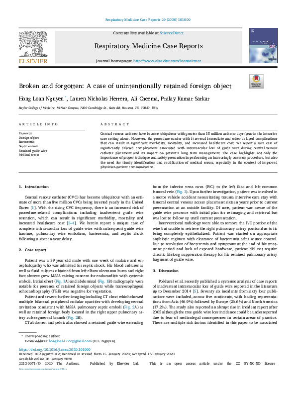 (PDF) Broken and Forgotten: A Case of Unintentionally Retained Foreign ...