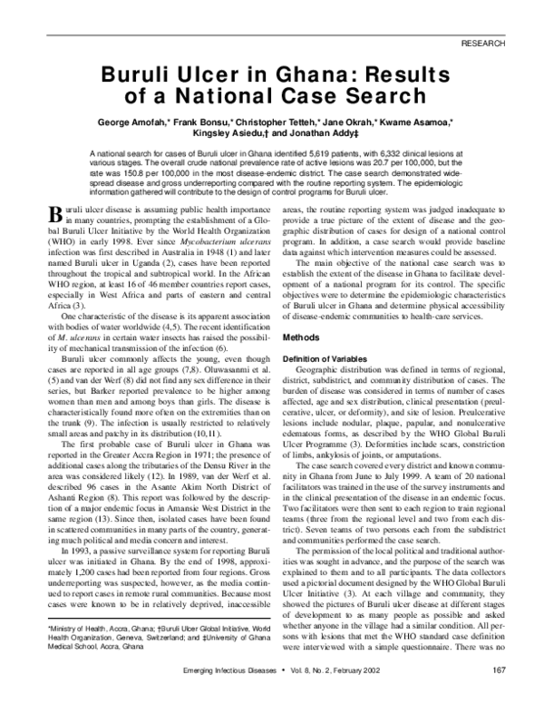 (PDF) Buruli Ulcer in Ghana: Results of a National Case Search
