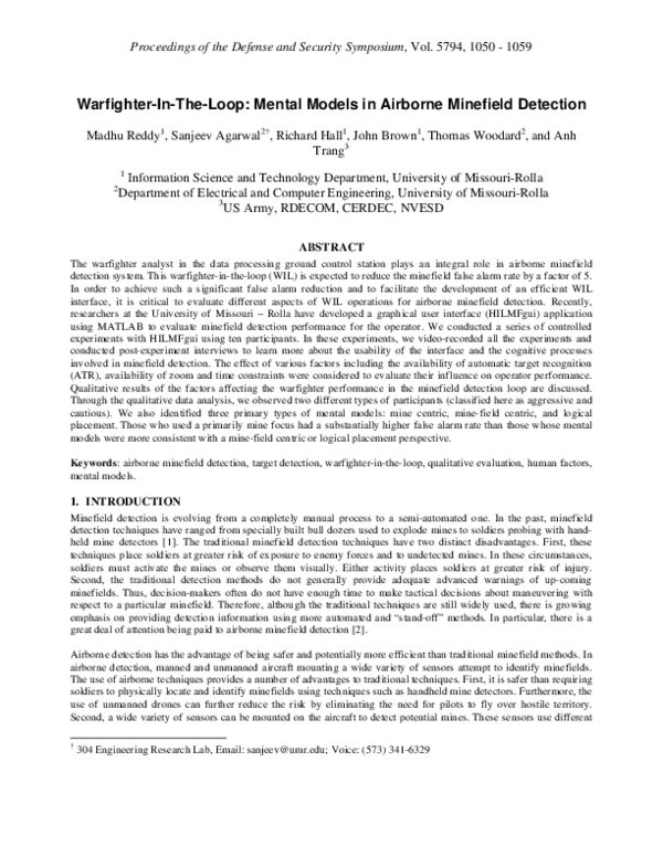 (PDF) Warfighter-in-the-loop: mental models in airborne minefield detection