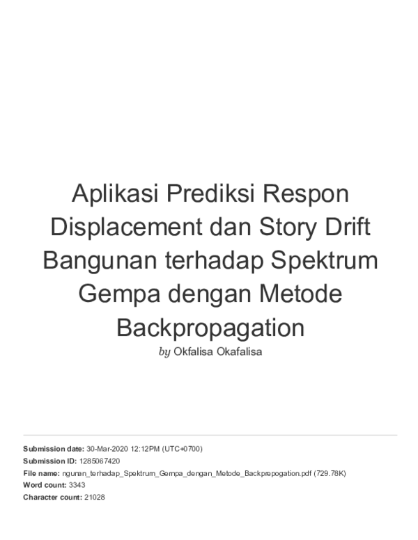 (PDF) Aplikasi Prediksi Respon Displacement dan Story Drift Bangunan terhadap Spektrum Gempa ...
