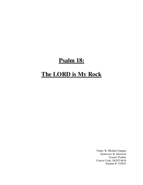 (PDF) Psalm 18: The LORD is My Rock