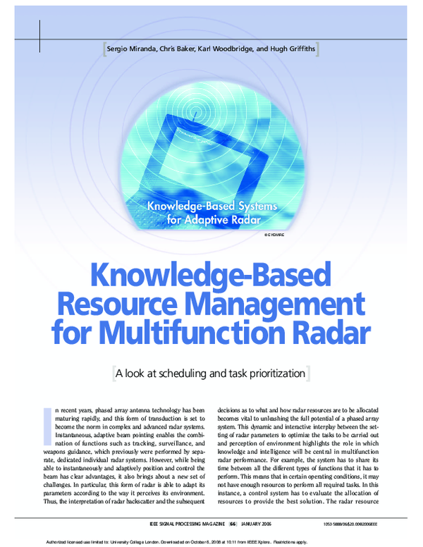 (PDF) Knowledge-based resource management for multifunction radar: a ...