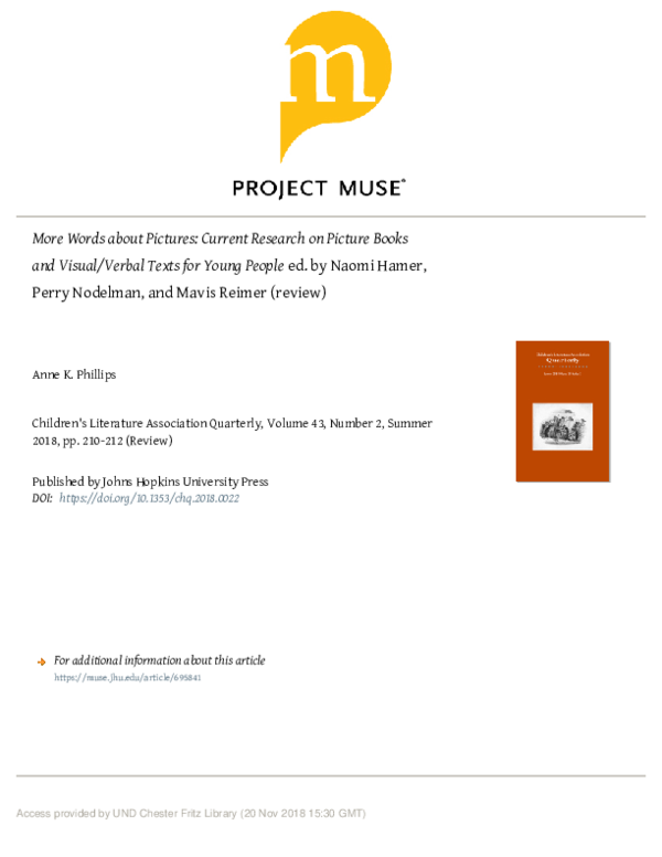 (PDF) More Words About Pictures: Current Research on Picture Books and ...