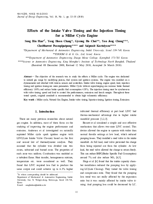 (PDF) Effects of the Intake Valve Timing and the Injection Timing for a ...