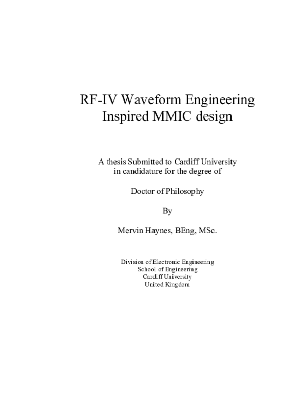 (PDF) RF-IV waveform engineering inspired MMIC design