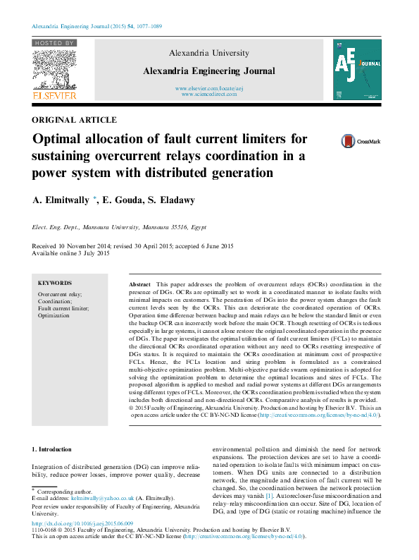 Pdf Optimal Allocation Of Fault Current Limiters For Sustaining Overcurrent Relays 