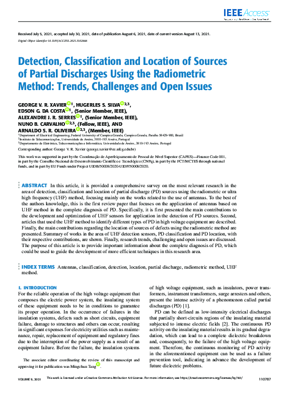 (PDF) Detection, Classification and Location of Sources of Partial Discharges Using the ...